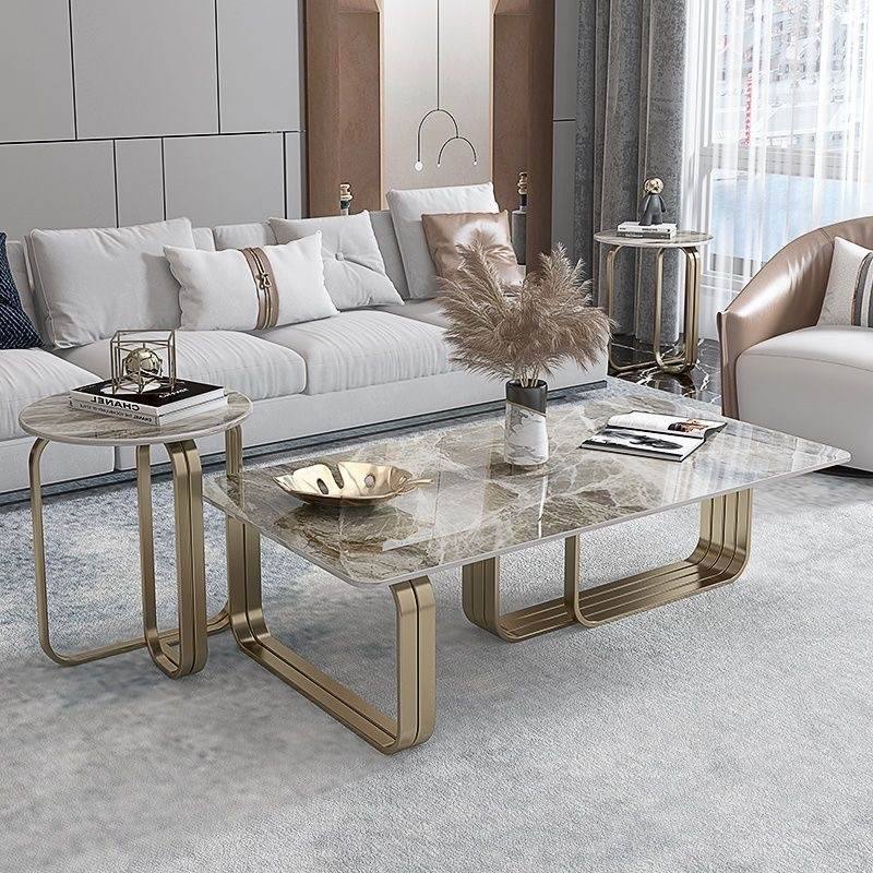 HUGO white marble center table set with high quality metal – LTC HOME ...